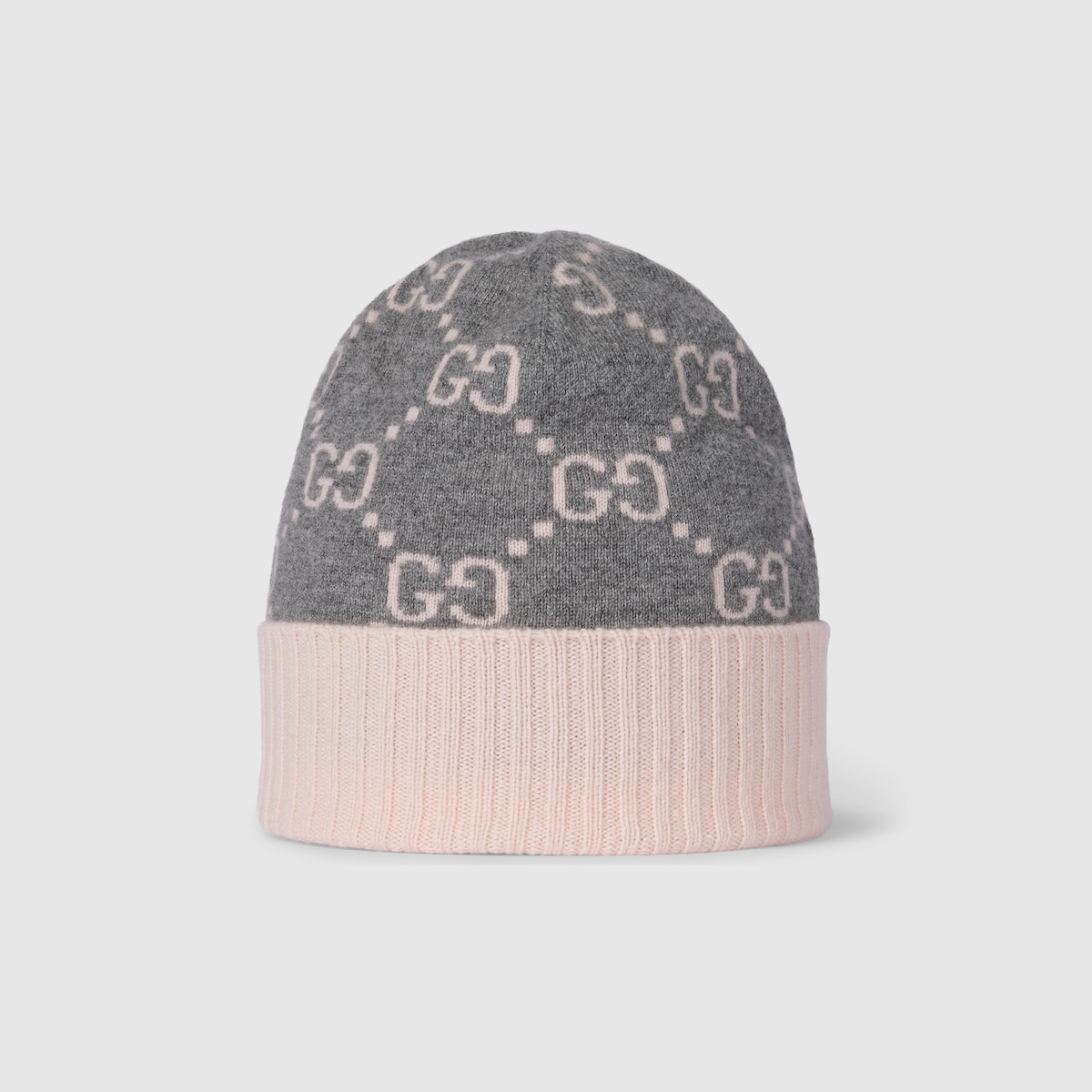 Bonnet en jacquard de cachemire GG en gris et rose | GUCCI® FR