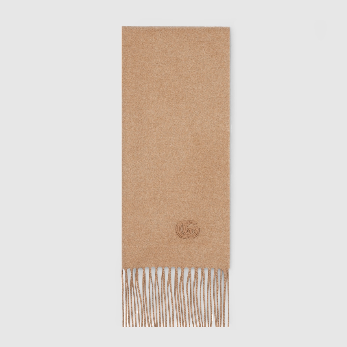 Cashmere scarf with patch in beige and light brown | GUCCI® NZ