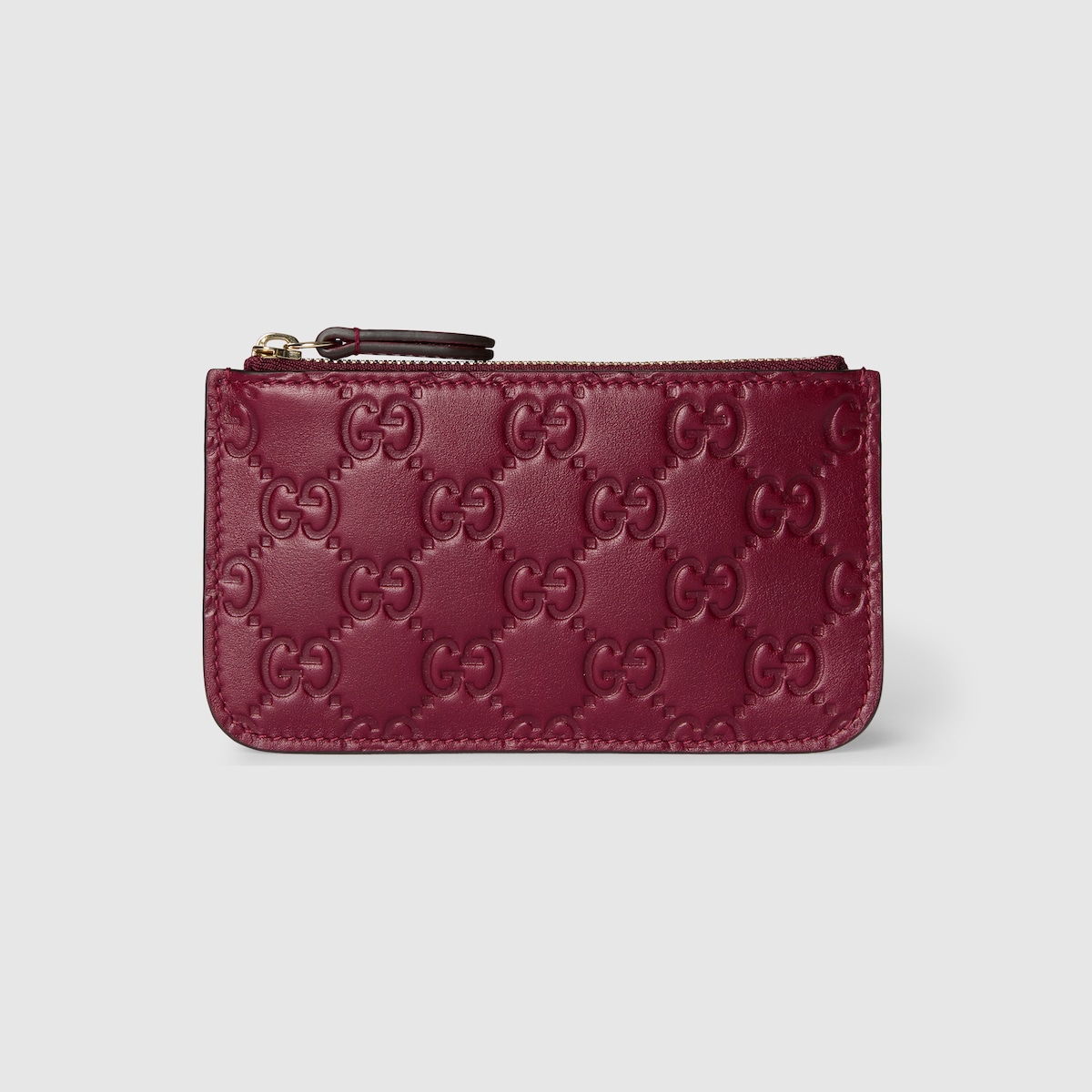 GG Emblem key pouch in Rosso Ancora red GG leather | GUCCI® CA