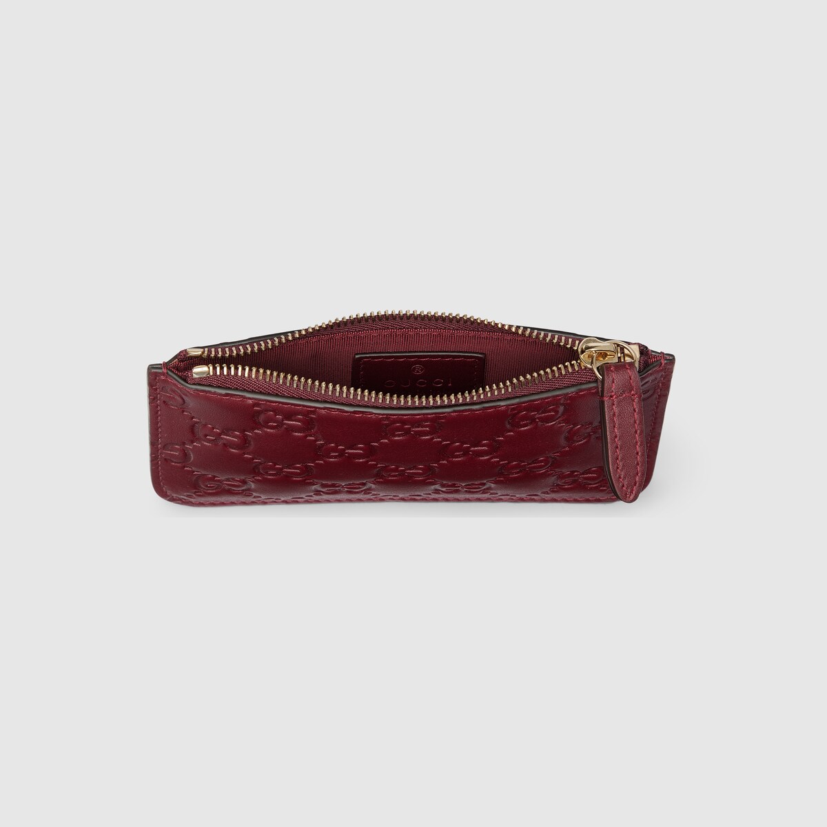 GG Emblem key pouch in Rosso Ancora red GG leather | GUCCI® US