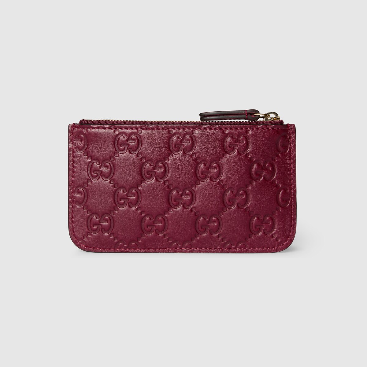 GG Emblem key pouch in Rosso Ancora red GG leather | GUCCI® TR