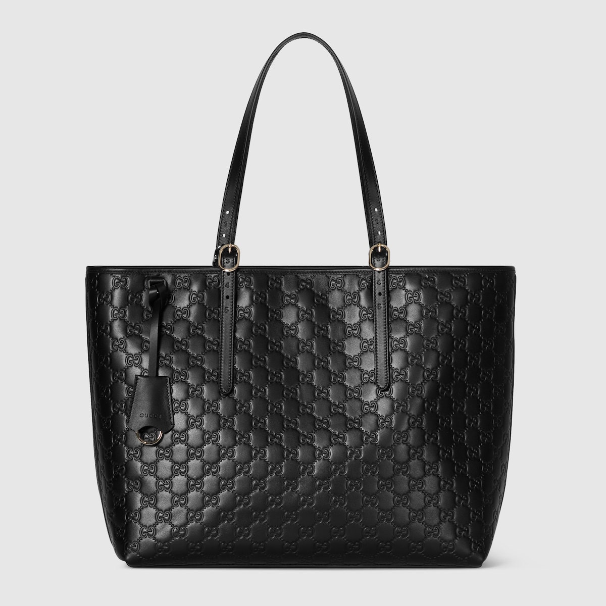 GG Emblem large tote bag in black GG leather | GUCCI® NZ