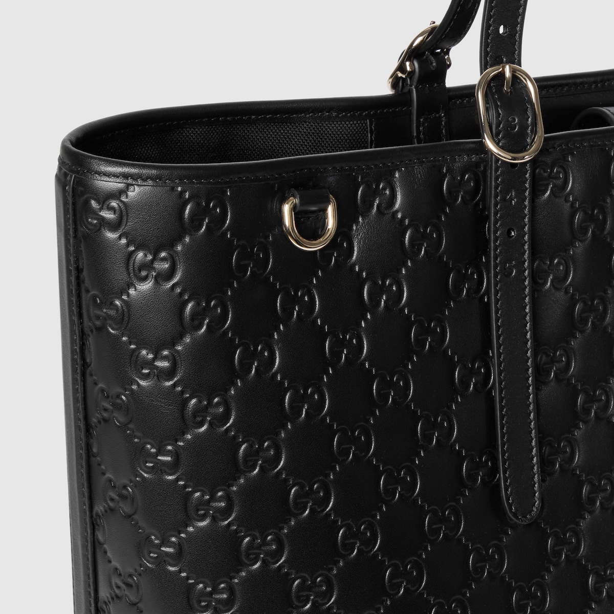 GG Emblem large tote bag in black GG leather | GUCCI® NZ