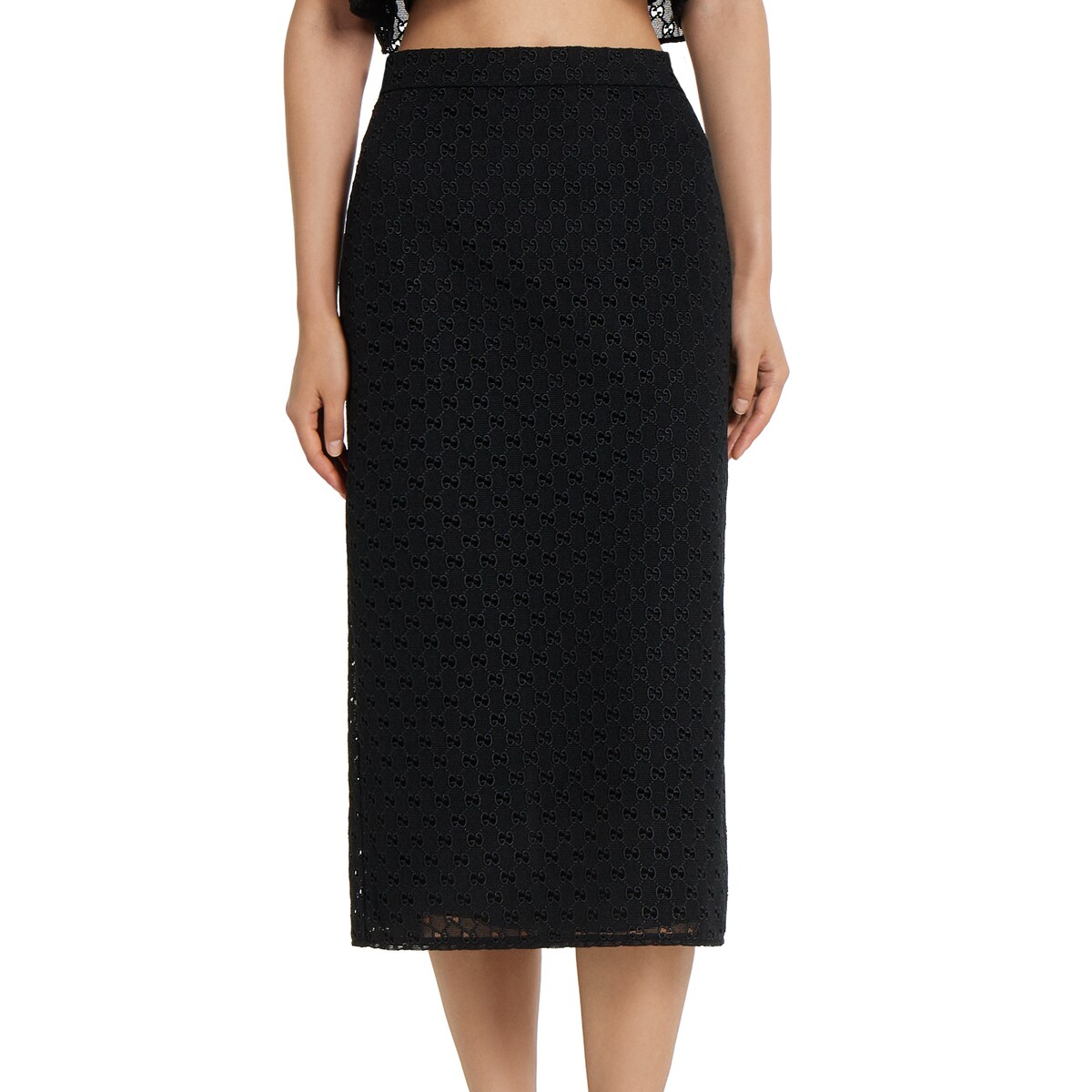 GG macramé skirt in black | GUCCI® US