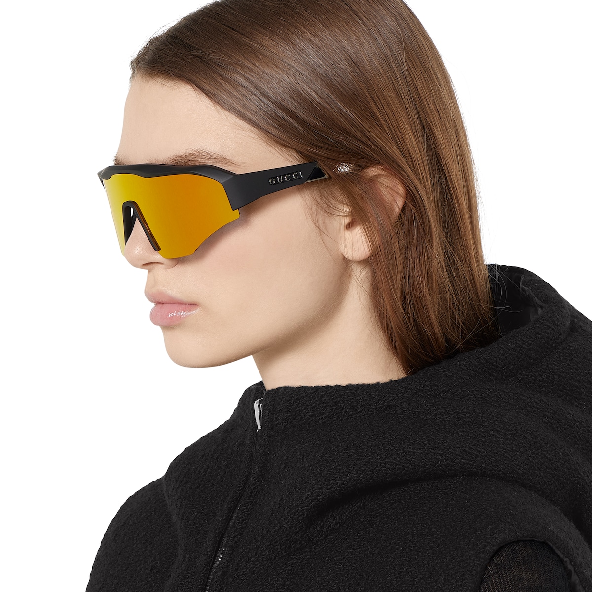 Mask-shaped sunglasses in black | GUCCI® CA