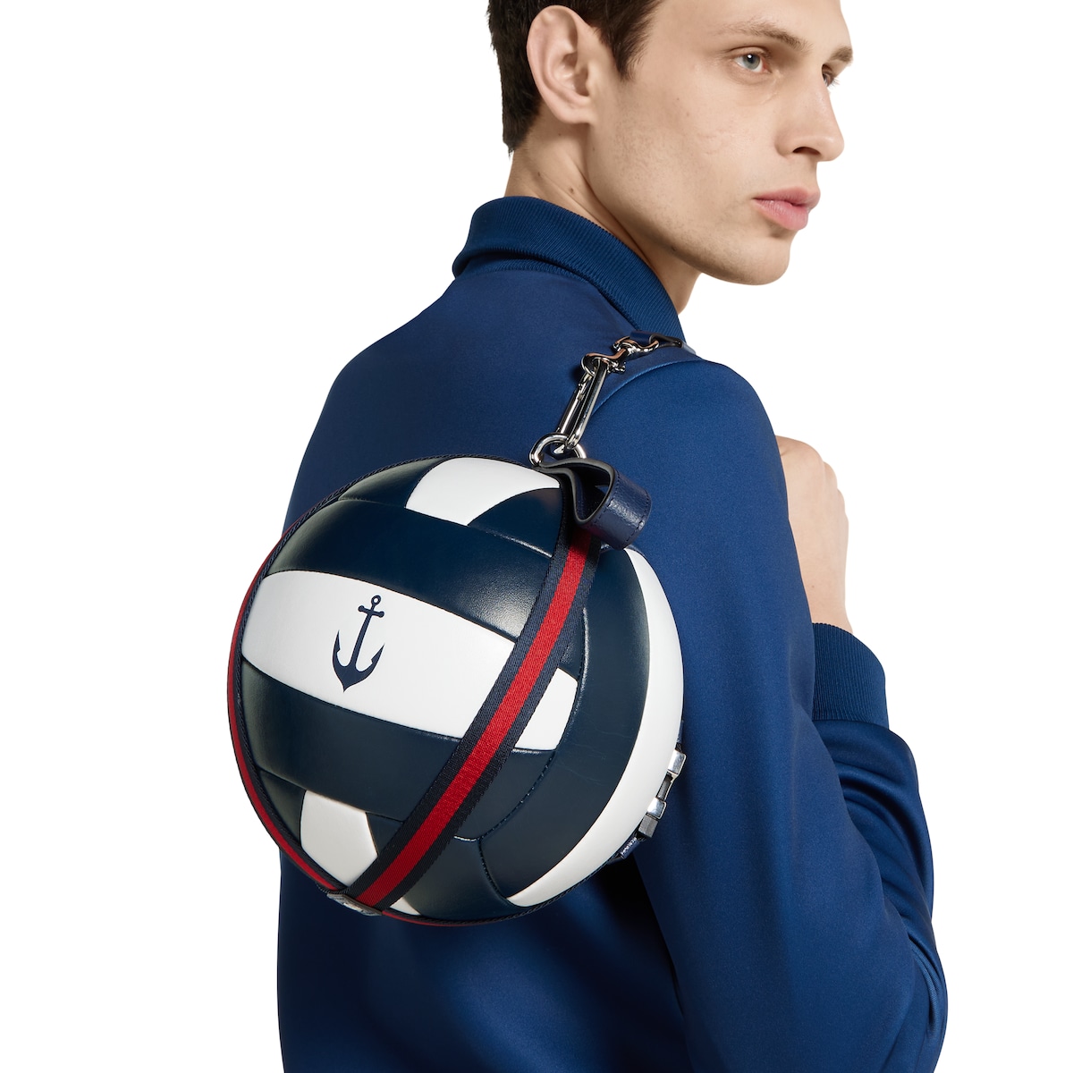 Printed rubber beach volley ball in white and navy blue | GUCCI® US