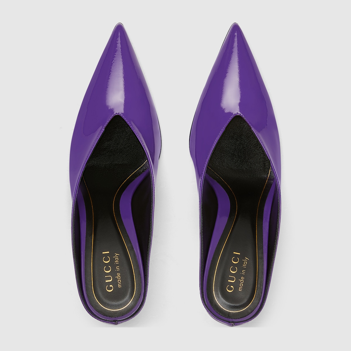 Women's Gucci 97 heeled mule in violet patent leather | GUCCI® CH