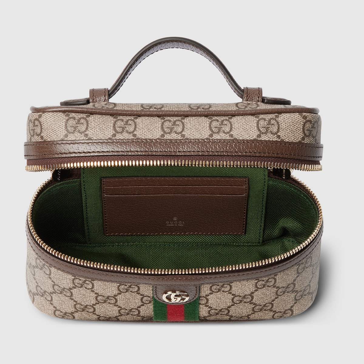 Ophidia small vanity bag in beige and brown GG fabric | GUCCI® SG