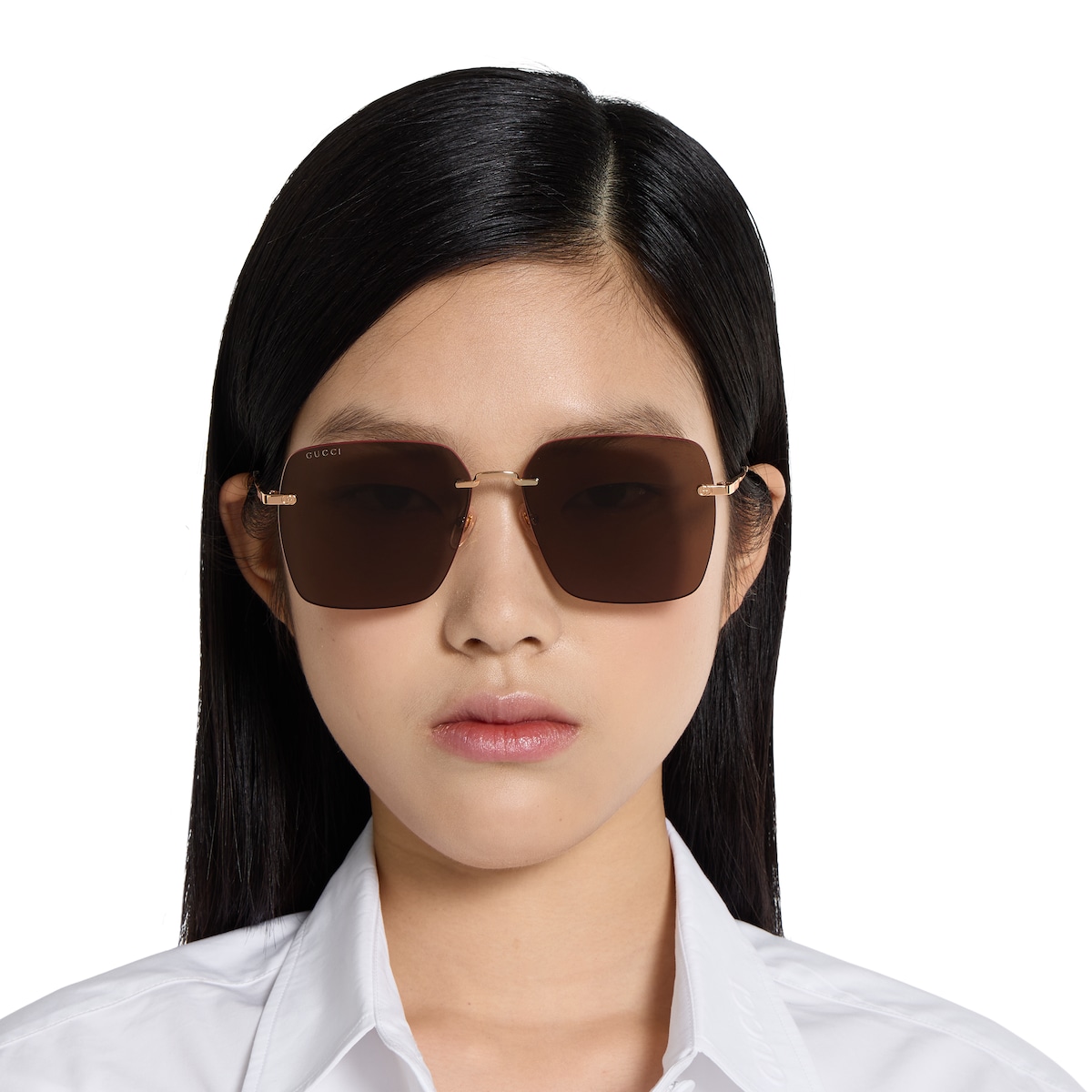 Specialized fit square sunglasses in light gold | GUCCI® US