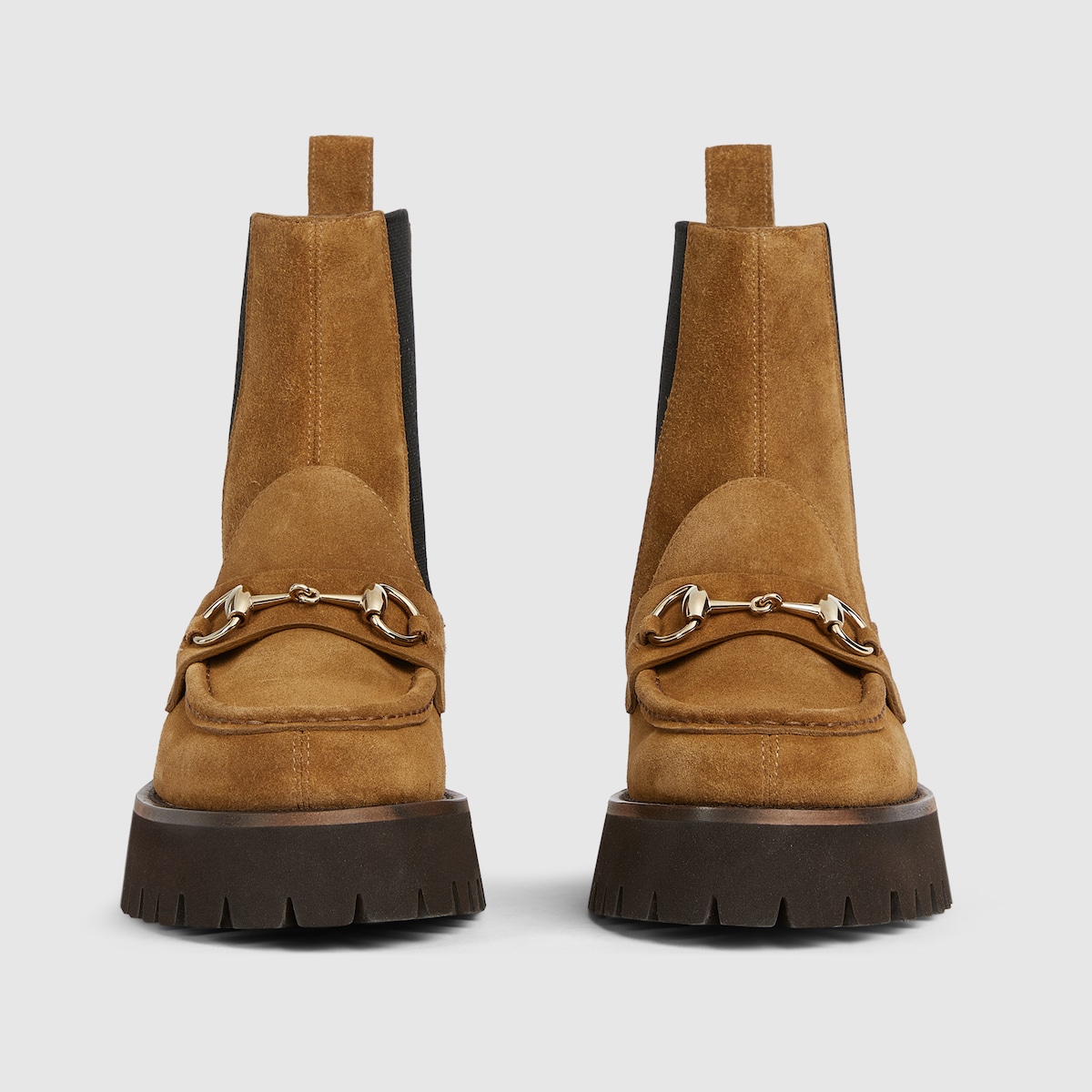 Women's ankle boot with Horsebit in light brown suede | GUCCI® MX