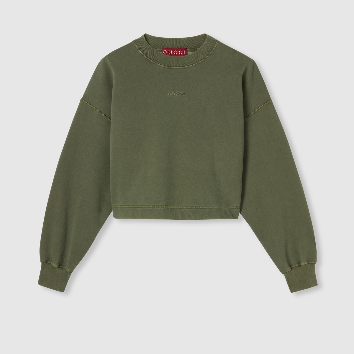 Cotton jersey sweatshirt with embroidery in forest green | GUCCI® US