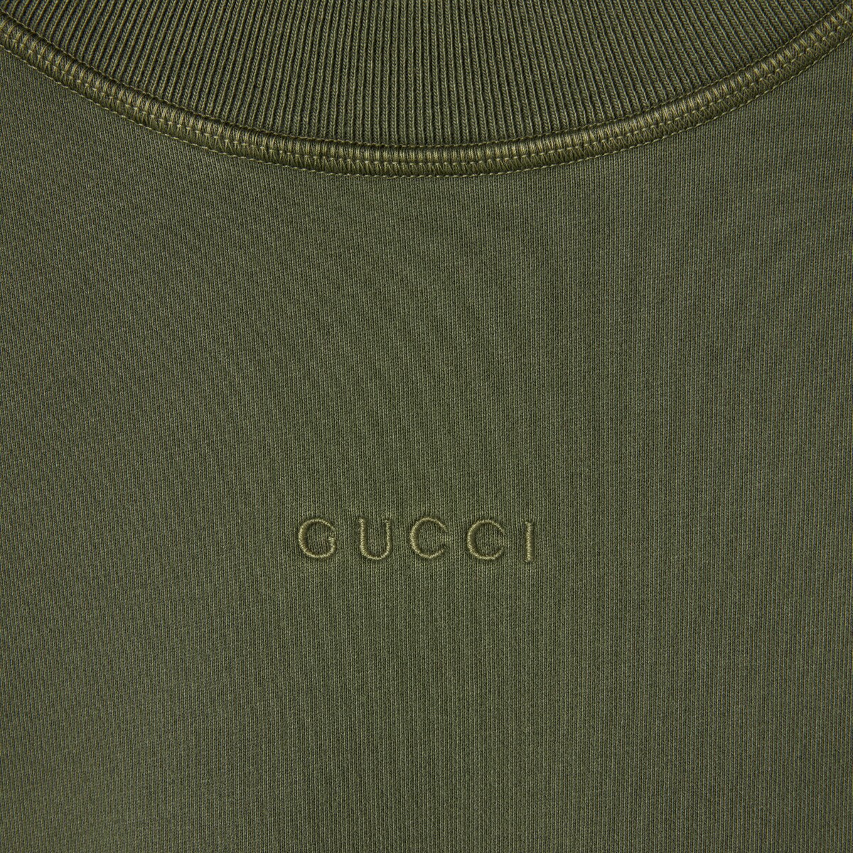 Cotton jersey sweatshirt with embroidery in forest green | GUCCI® US