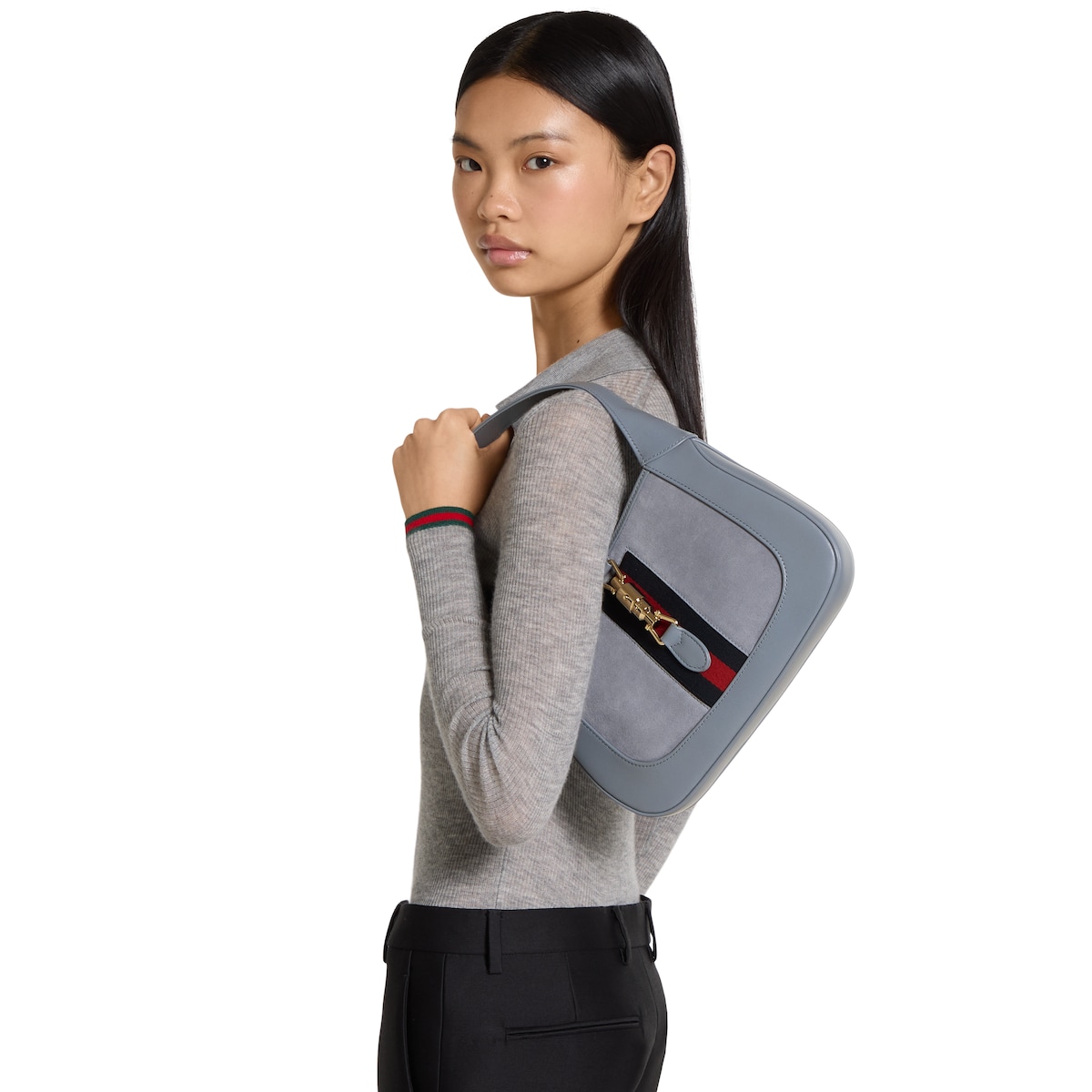 Borsa Gucci Jackie 1961 misura media in pelle scamosciata carta da ...