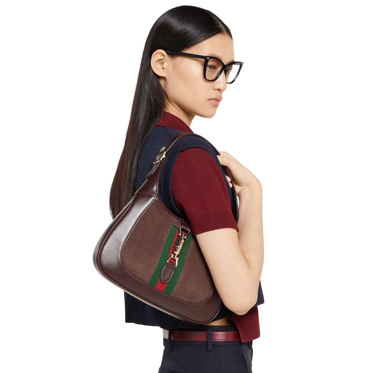 Gucci Jackie 1961 medium bag in dark brown suede | GUCCI® CA
