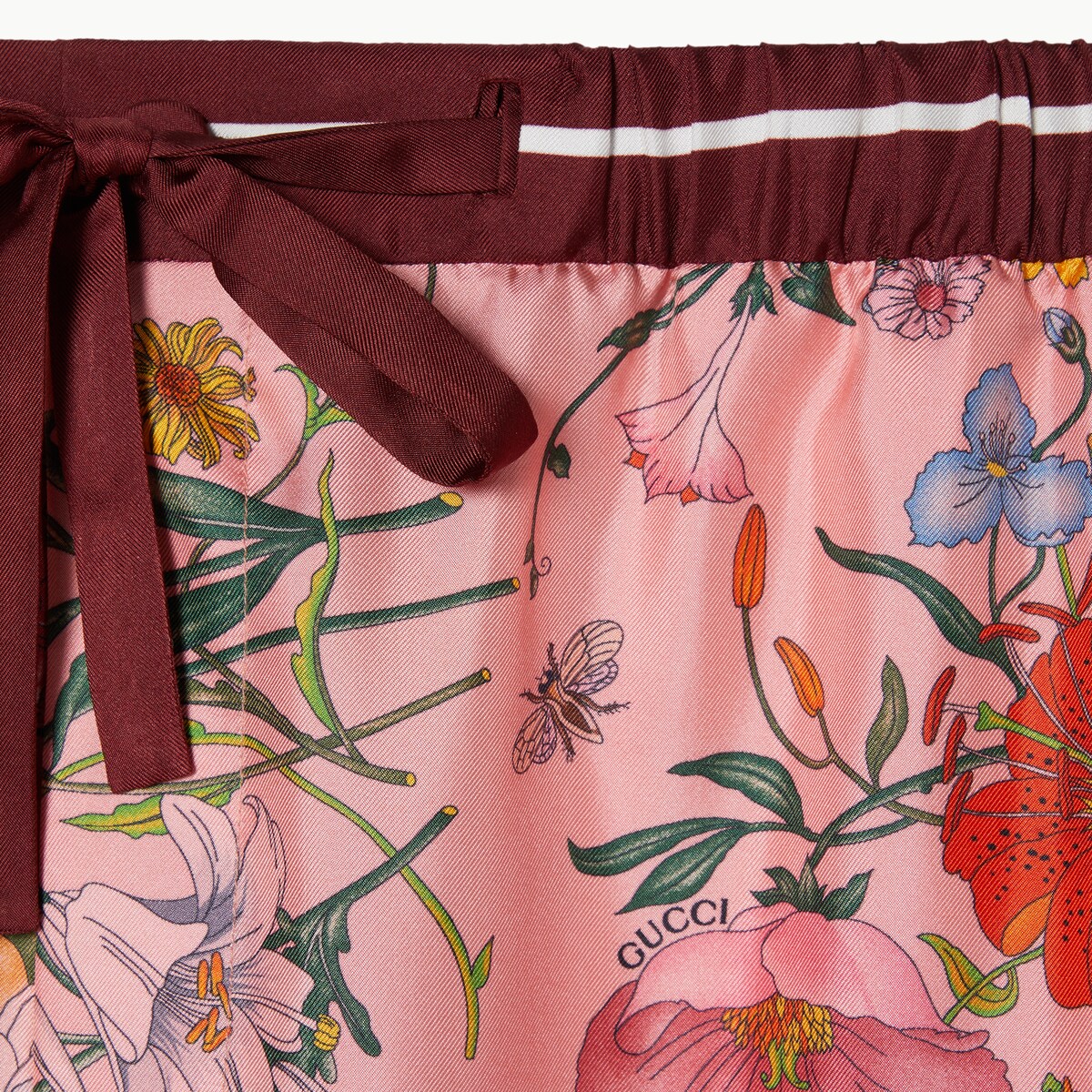 Printed silk pants in pink and rosso ancora red | GUCCI® Australia