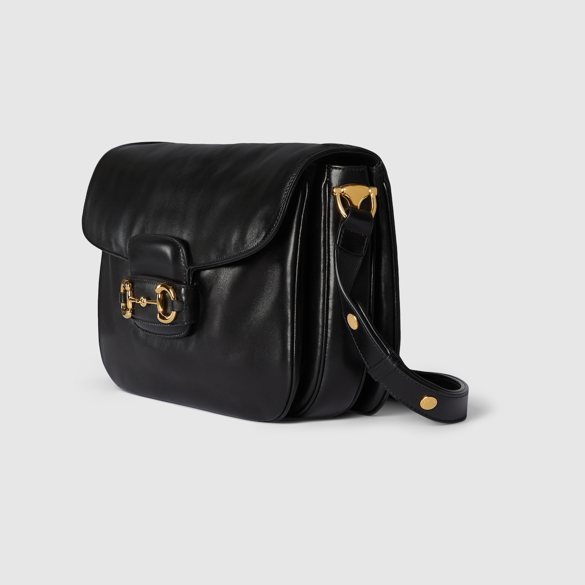 Bolso de hombro Gucci Horsebit 1955 Aura mediano en piel negra | GUCCI® ES