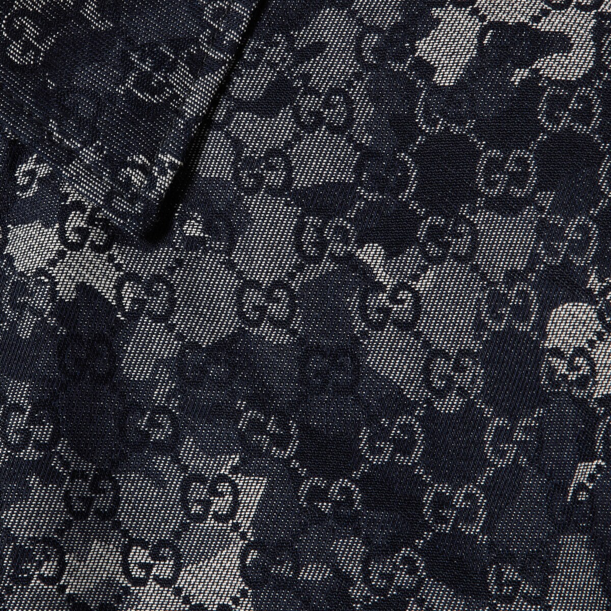 GG jacquard denim shirt in dark blue and ivory | GUCCI® UK
