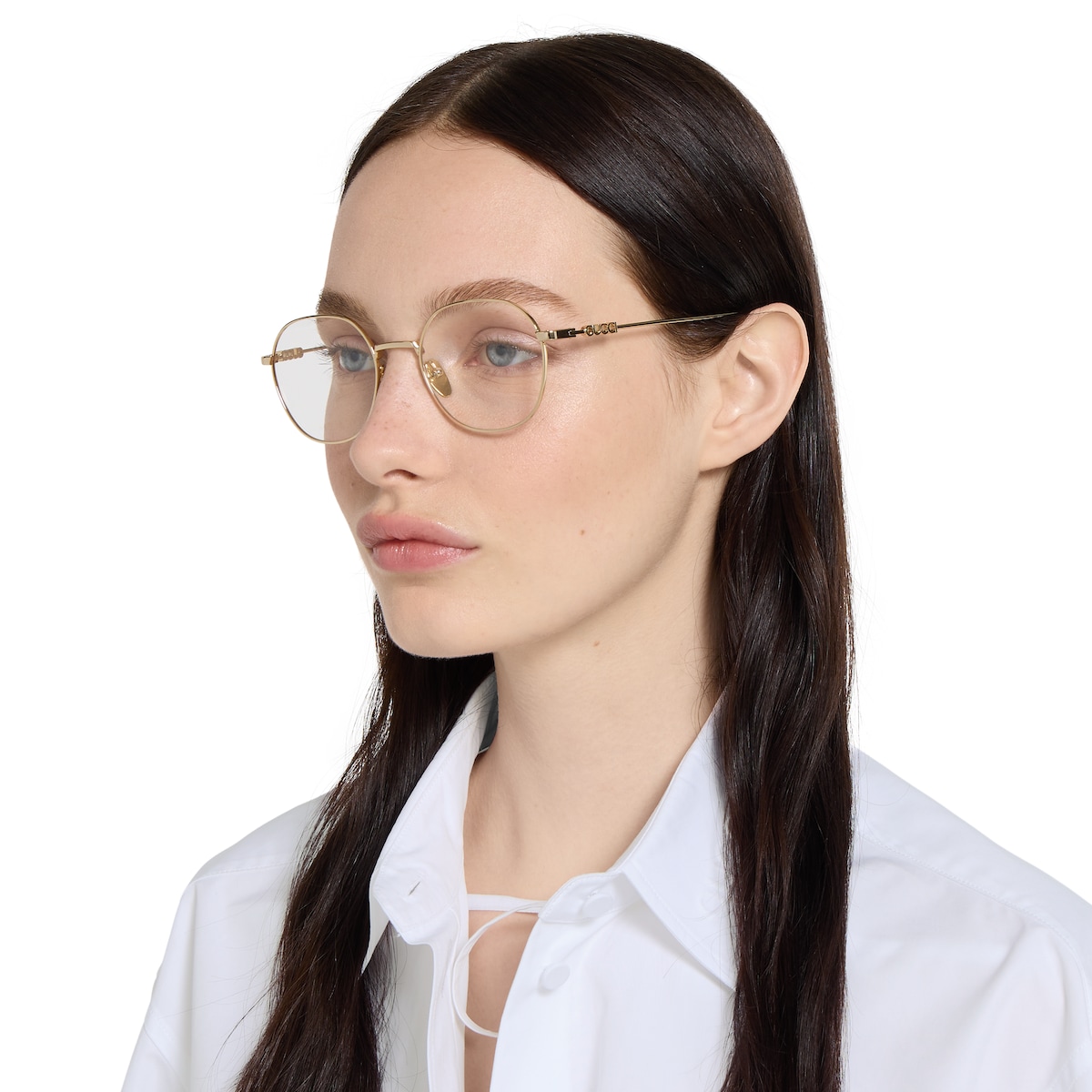Round optical frame in light gold | GUCCI® US