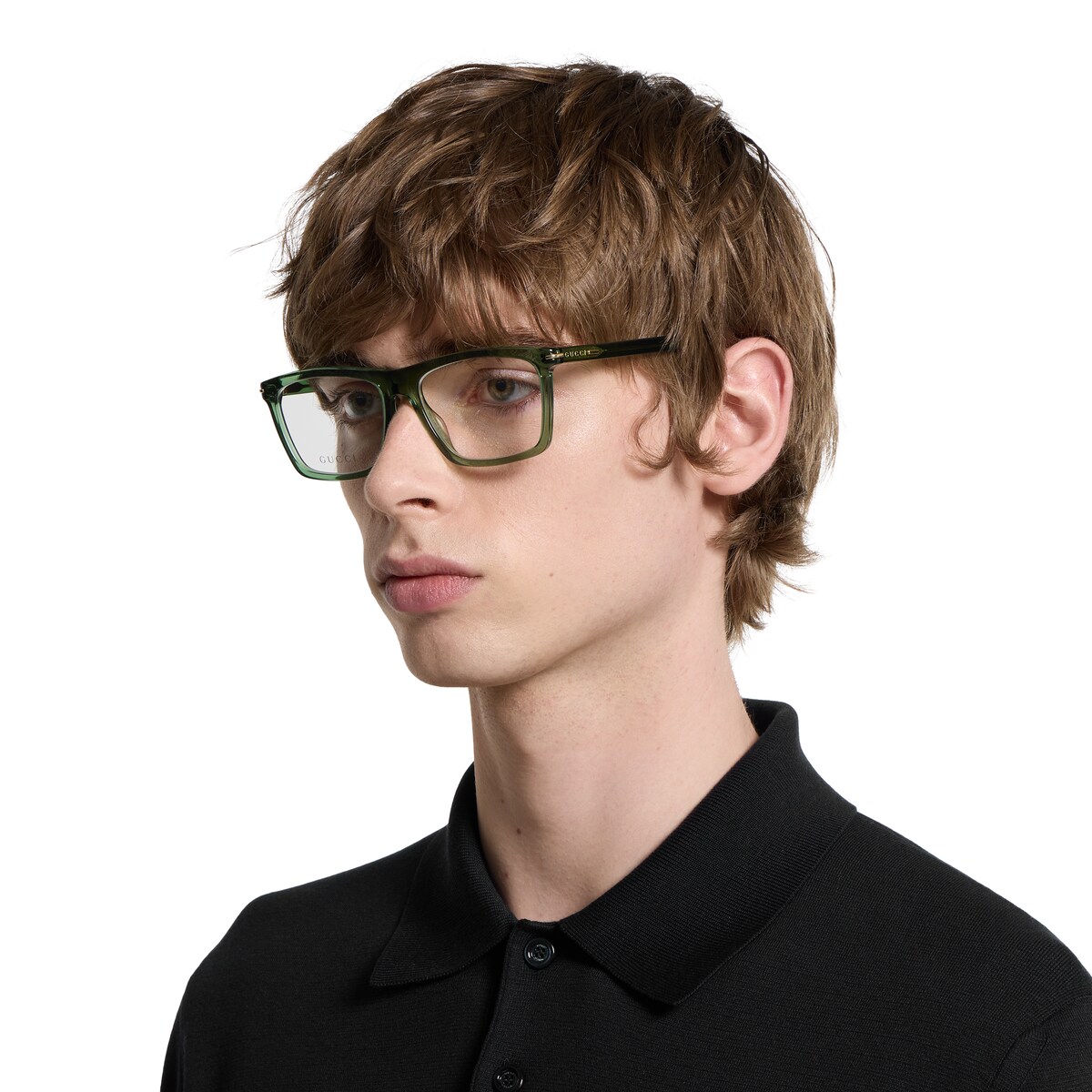 Rectangular optical frame in transparent green | GUCCI® UK