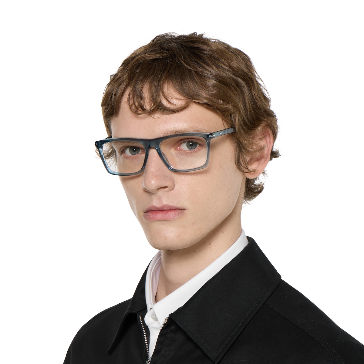 Rectangular optical frame in transparent petrol blue | GUCCI® US