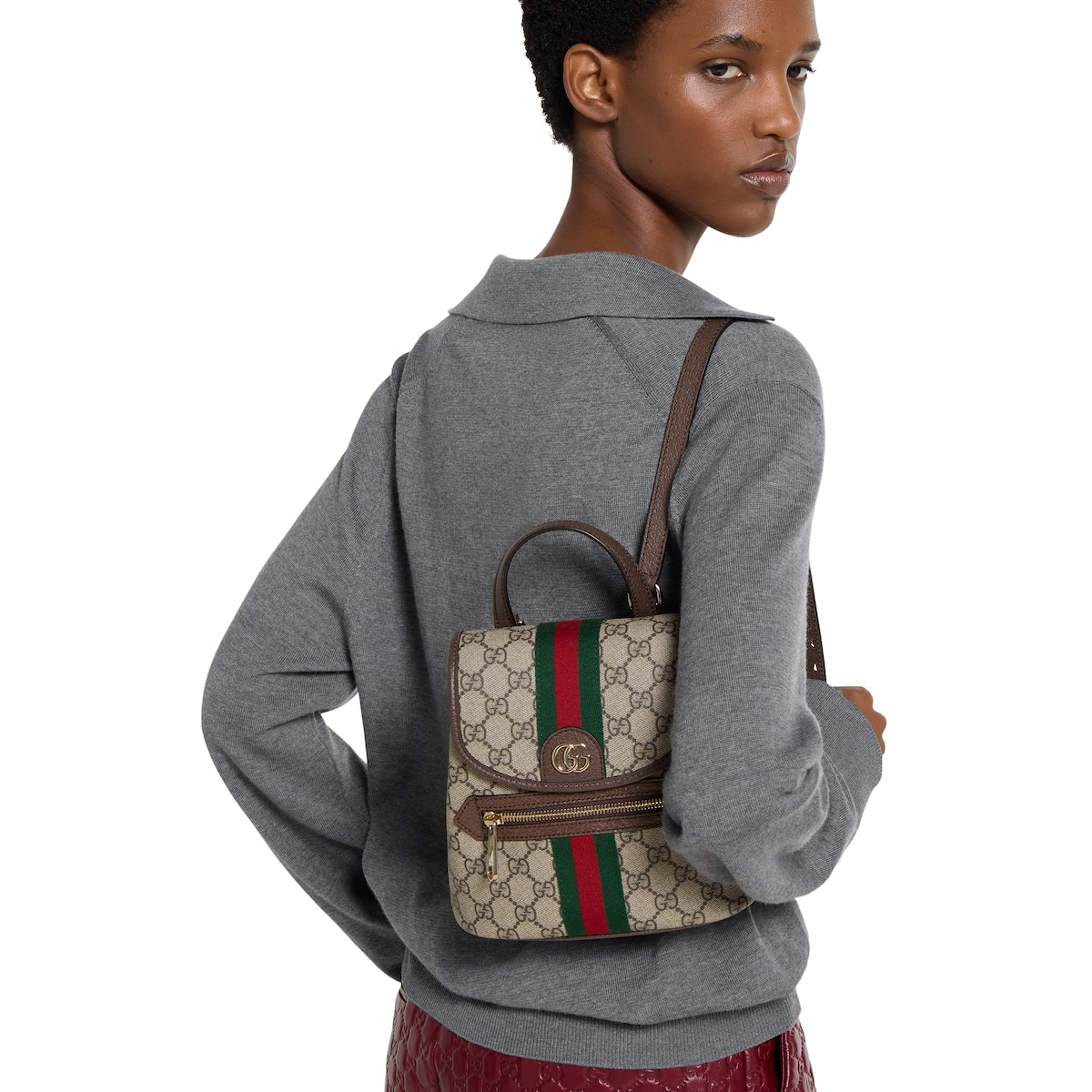 Ophidia small backpack in beige and brown GG fabric | GUCCI® CA