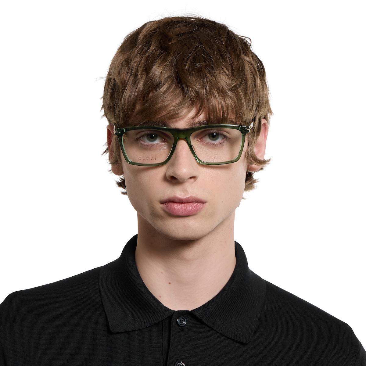 Rectangular optical frame in transparent green | GUCCI® UK