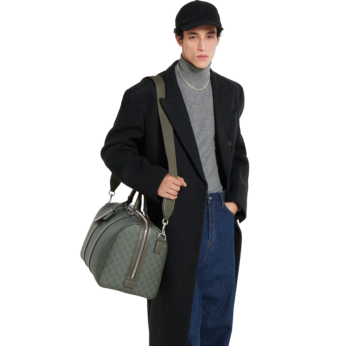 GG Monogram medium duffle bag in forest green GG fabric | GUCCI® CA