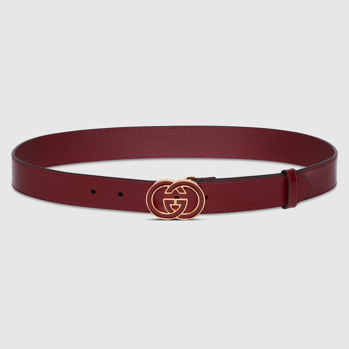 Belt with Interlocking G buckle in Rosso Ancora red leather | GUCCI® AU