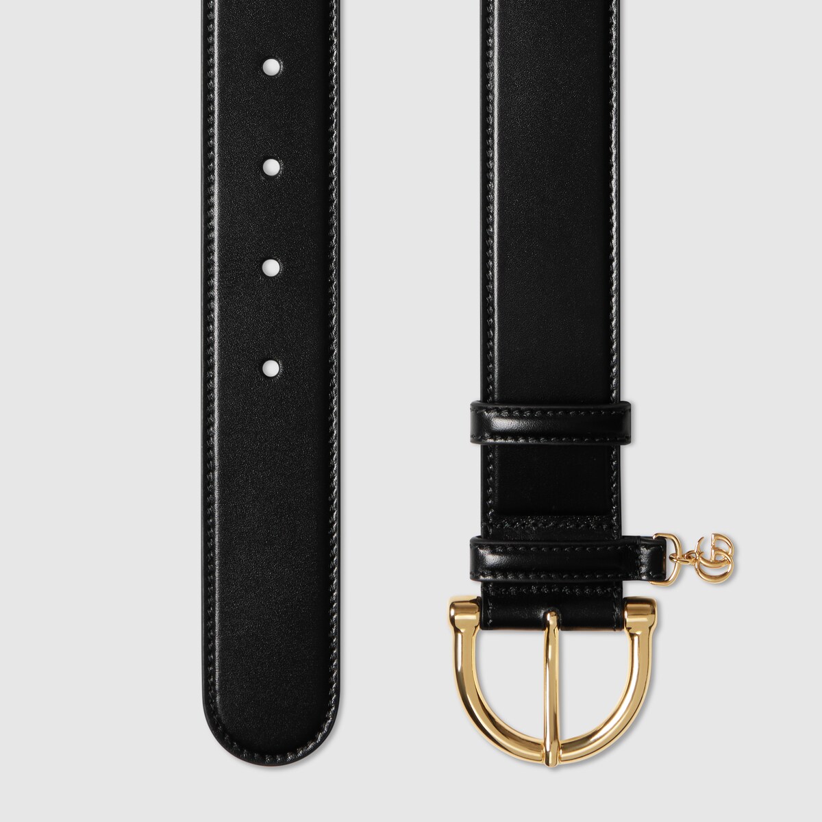 Belt with stirrup buckle in black leather | GUCCI® AU