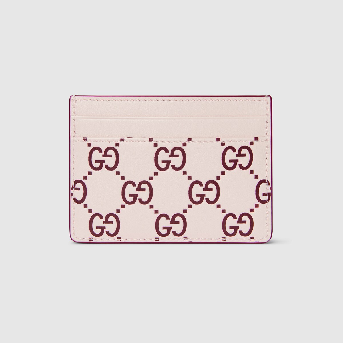 GG Emblem card case in pink and red G leather | GUCCI® US