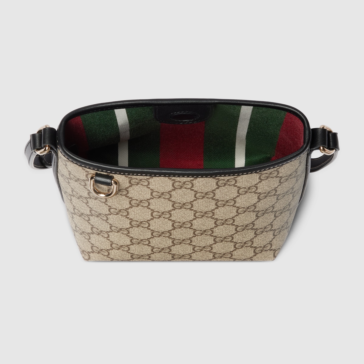 GG Emblem nano bucket bag in beige and dark brown fabric | GUCCI® UK