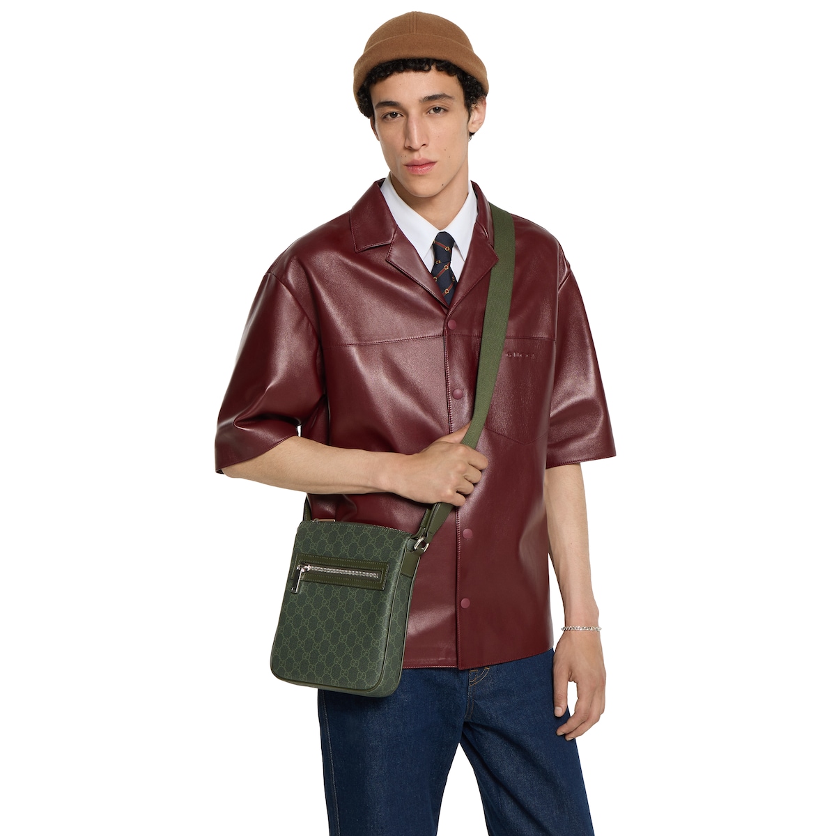 GG Monogram small messenger bag in forest green GG fabric | GUCCI® US