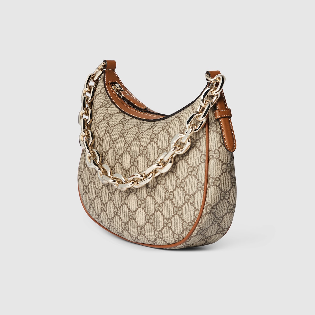 GG Emblem medium shoulder bag in beige and brown GG fabric | GUCCI® US