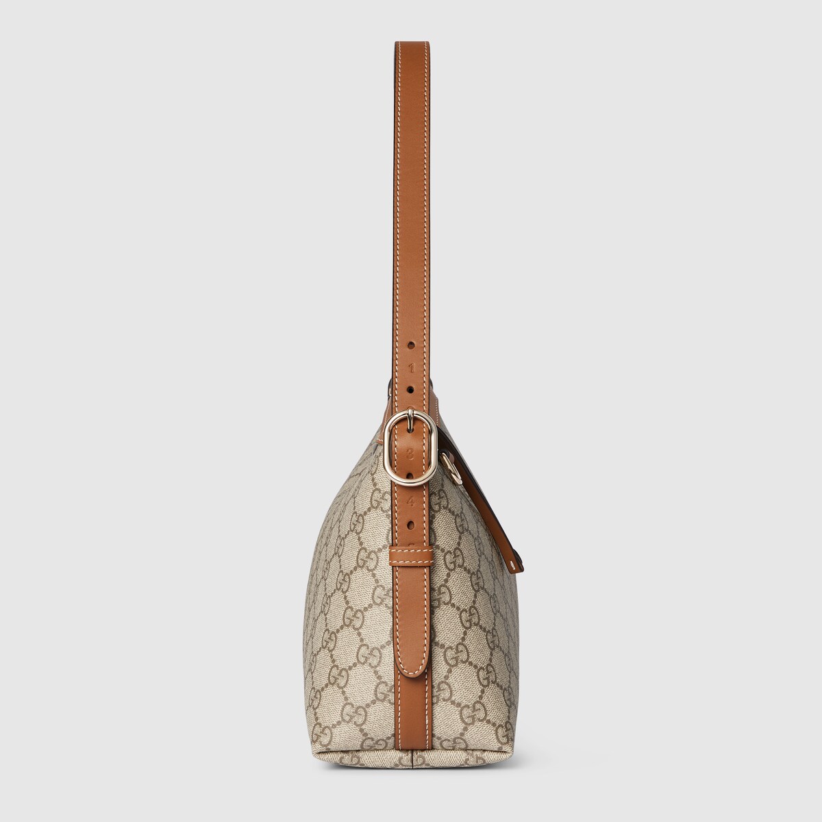 GG Emblem medium shoulder bag in beige and dark brown fabric | GUCCI® PT