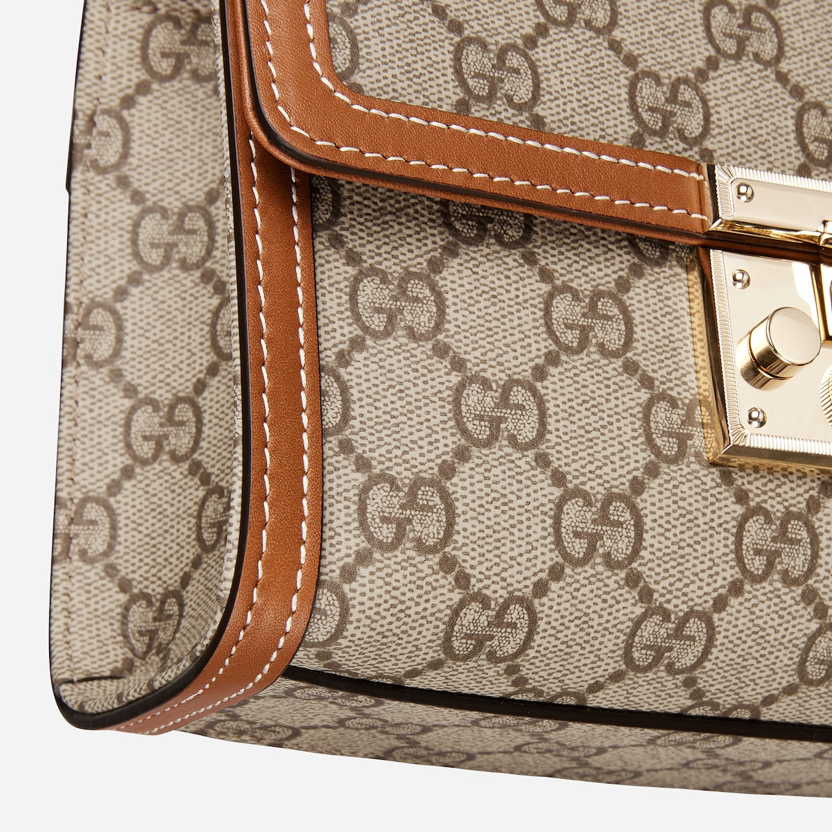 Padlock small top handle bag in beige and brown GG fabric | GUCCI® US
