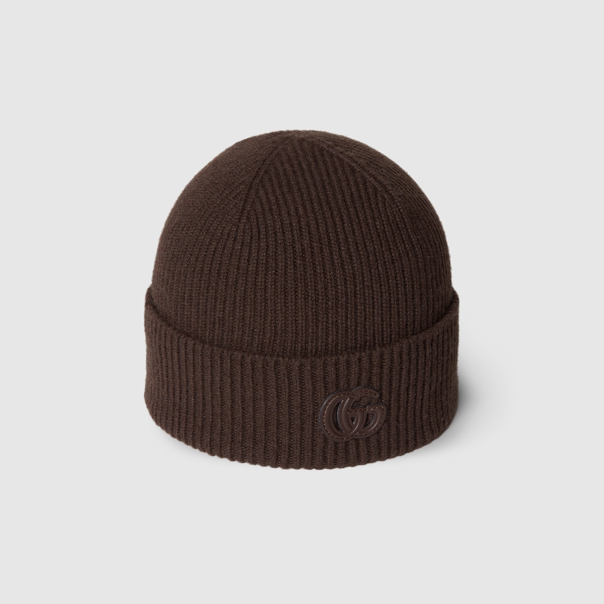Cashmere hat with patch in dark brown | GUCCI® US