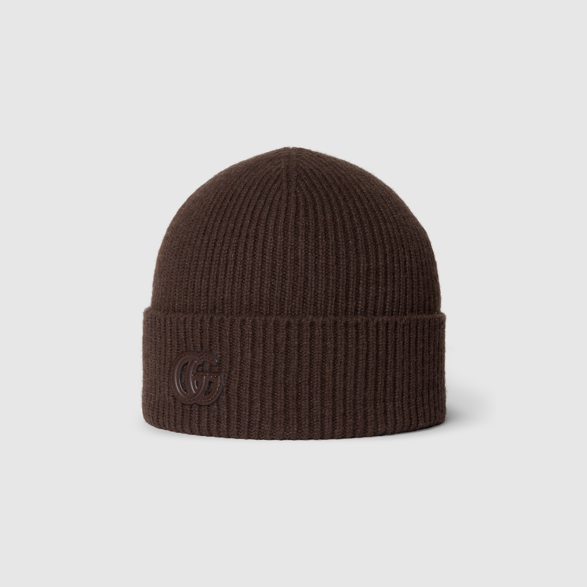Cashmere hat with patch in dark brown | GUCCI® US