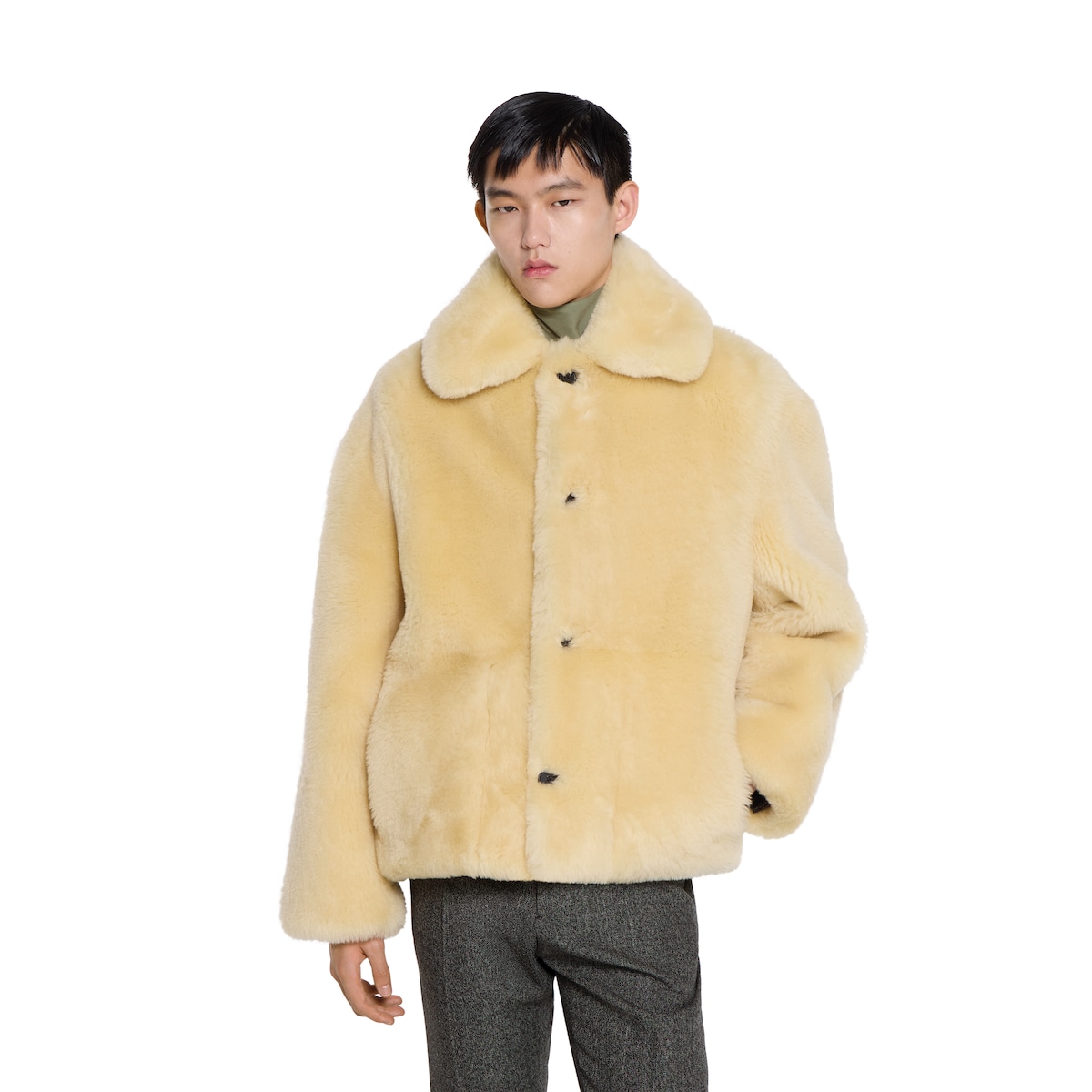 Shearling jacket in light beige | GUCCI® US