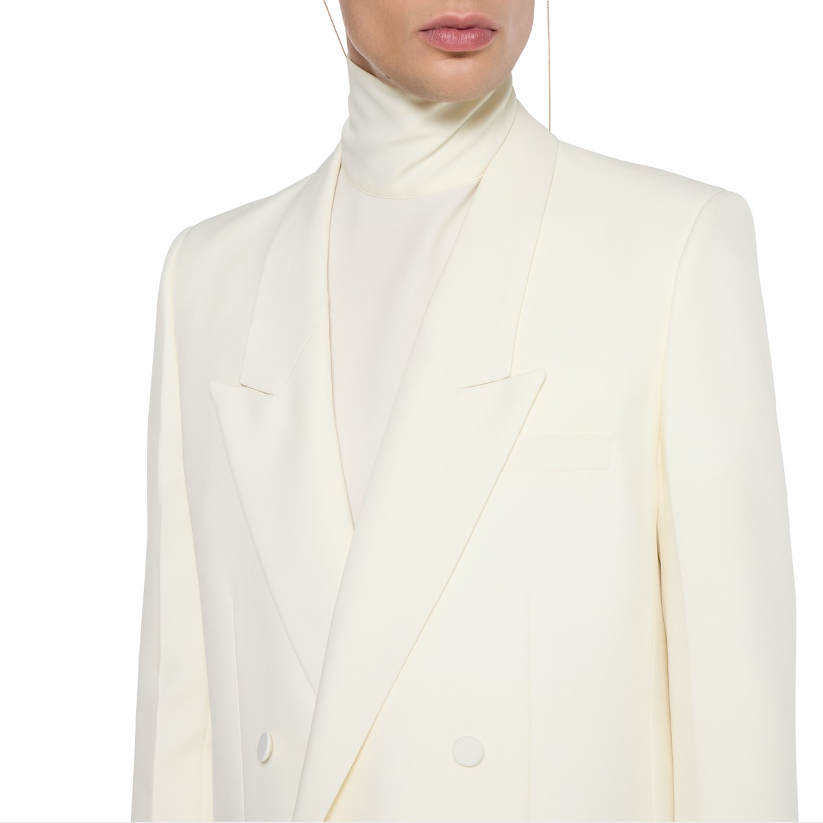Double-breast technical panama jacket in ivory | GUCCI® US