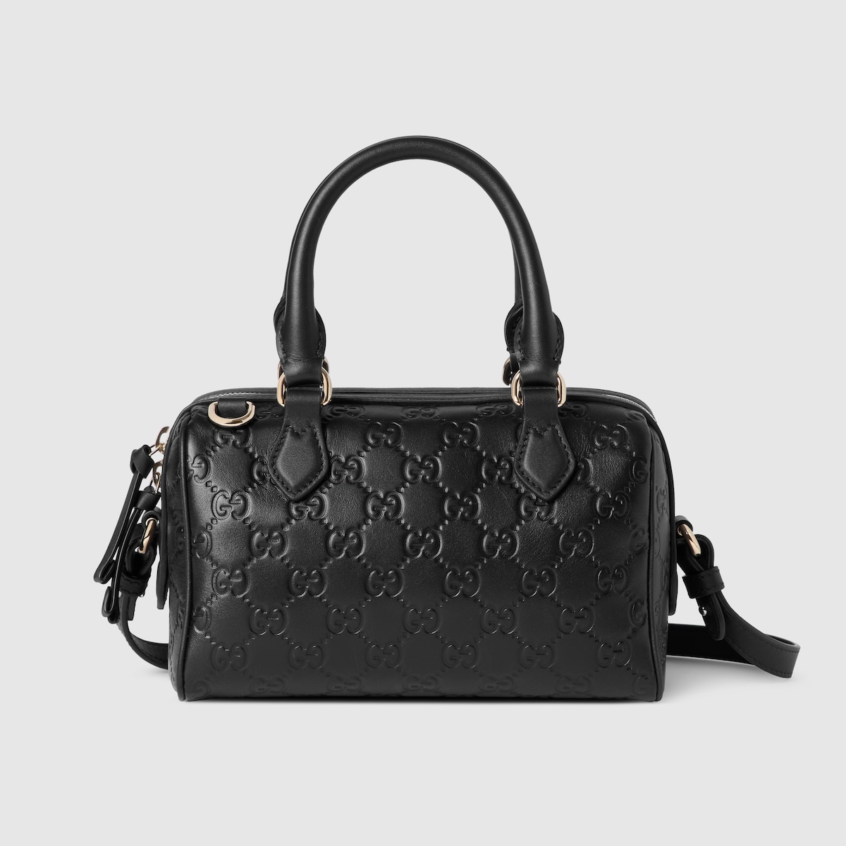 GG Emblem small boston bag in black GG leather | GUCCI® ZA