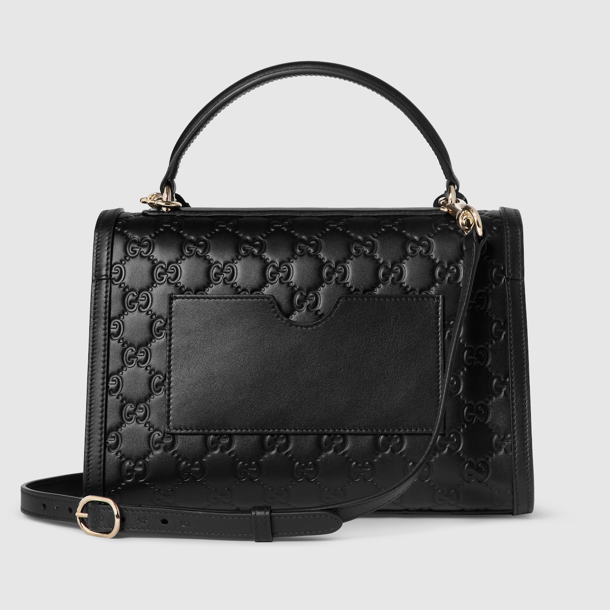 Padlock medium top handle bag in black GG leather | GUCCI® UK