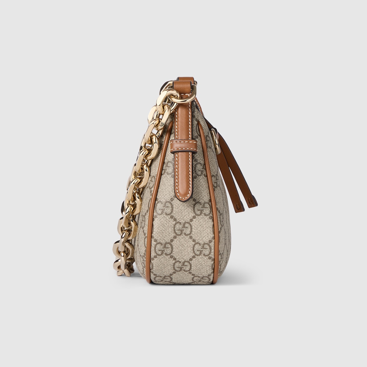 GG Emblem small shoulder bag in beige and dark brown fabric | GUCCI® TR