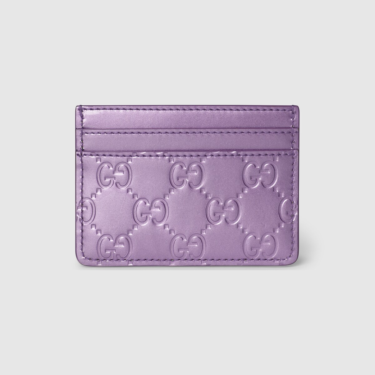 GG Emblem card case in lilac GG leather | GUCCI® MX