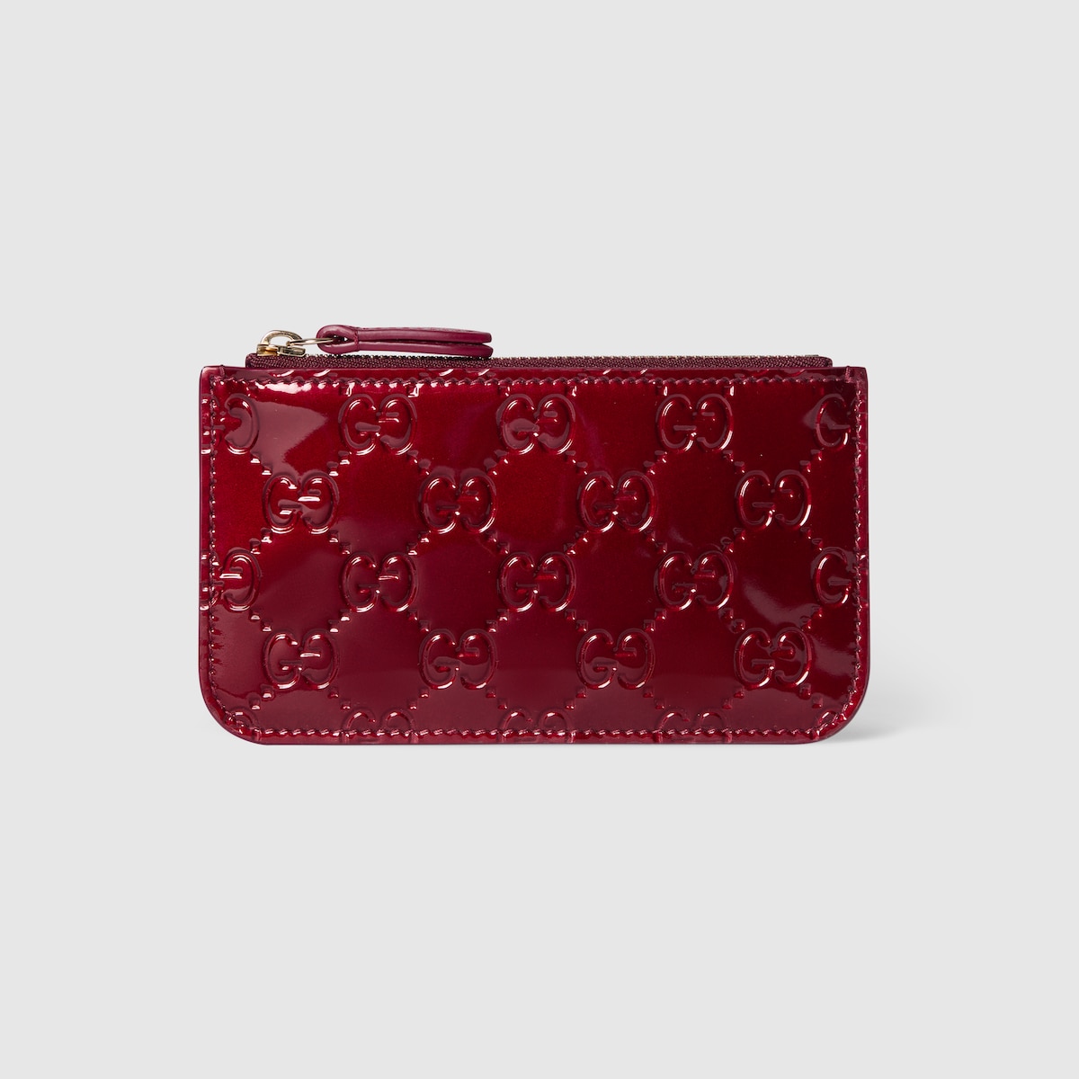 GG Emblem key pouch in Rosso Ancora red GG leather | GUCCI® CA