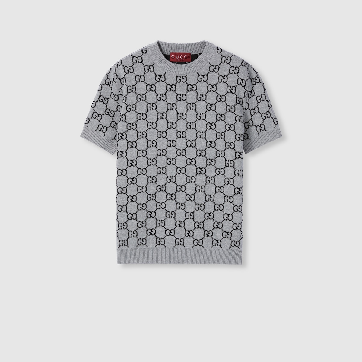 Reversible GG wool jacquard top in grey and black | GUCCI® Australia
