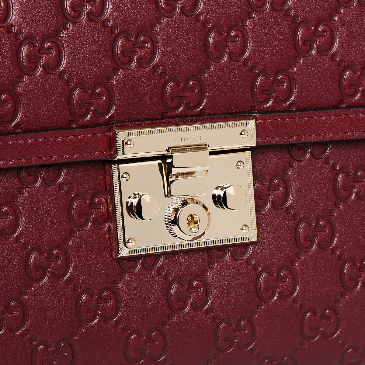 Padlock medium top handle bag in Rosso Ancora red GG leather | GUCCI® ZA