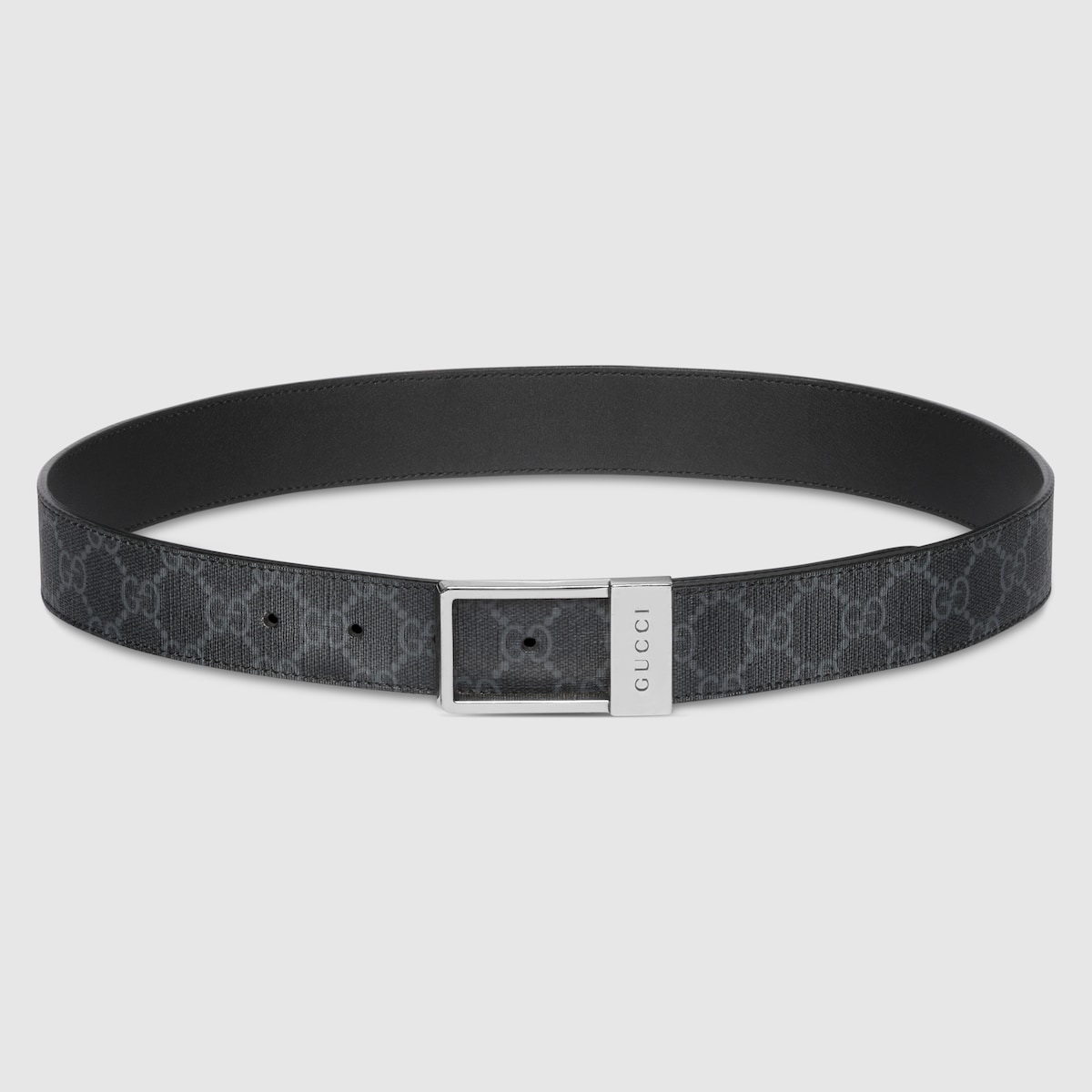 GG belt with rectangular buckle in black GG Supreme | GUCCI® AU