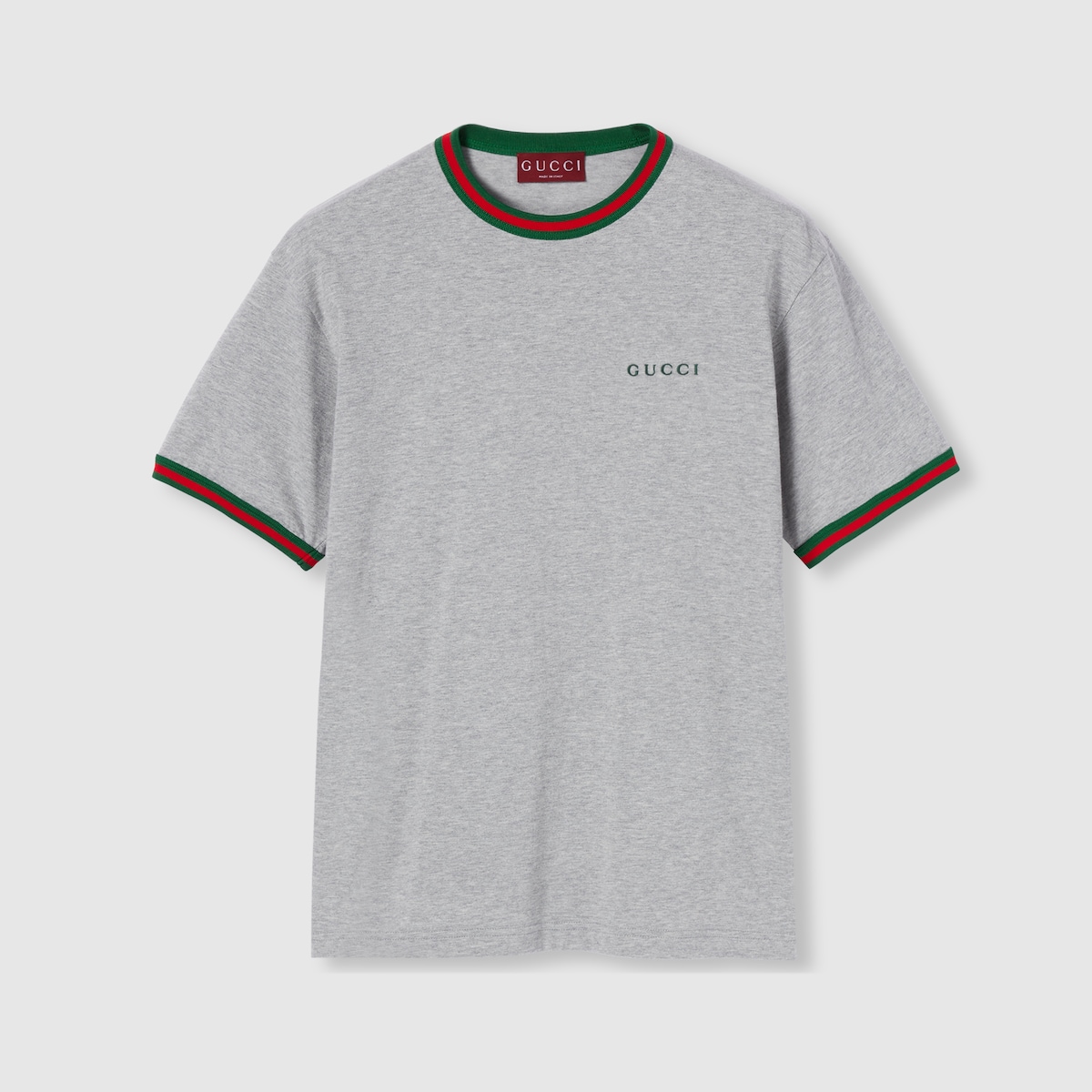 Cotton jersey T-shirt with embroidery in grey mélange | GUCCI® UK
