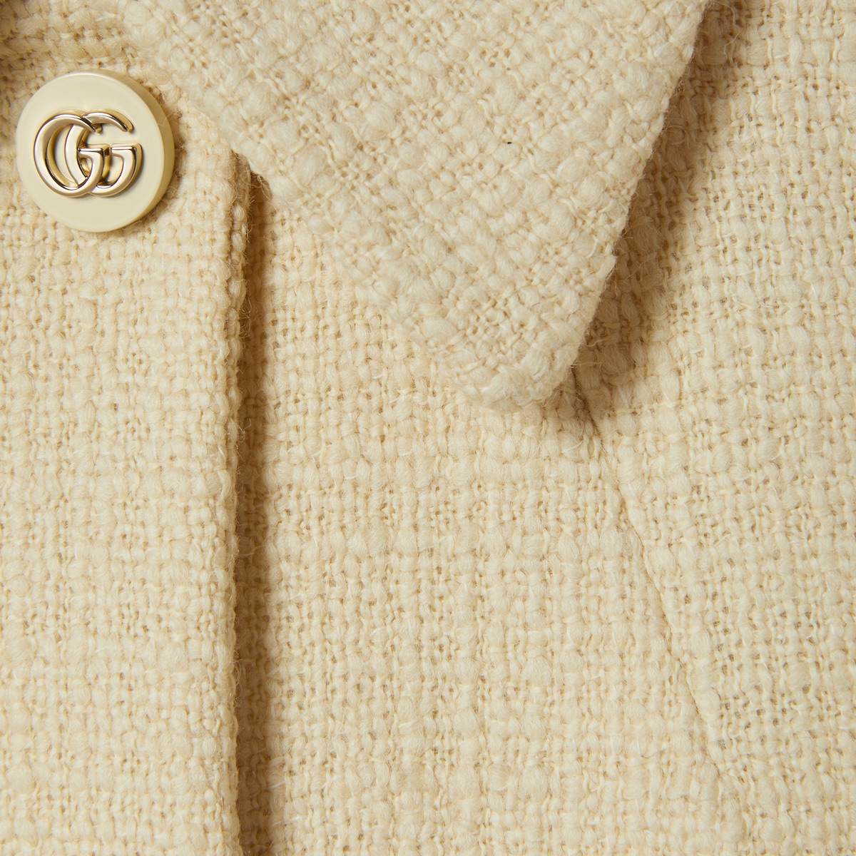Textured wool tweed coat in ivory | GUCCI® CA