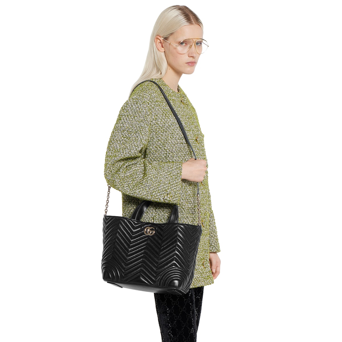 GG Marmont medium tote bag in Black leather | GUCCI® CA